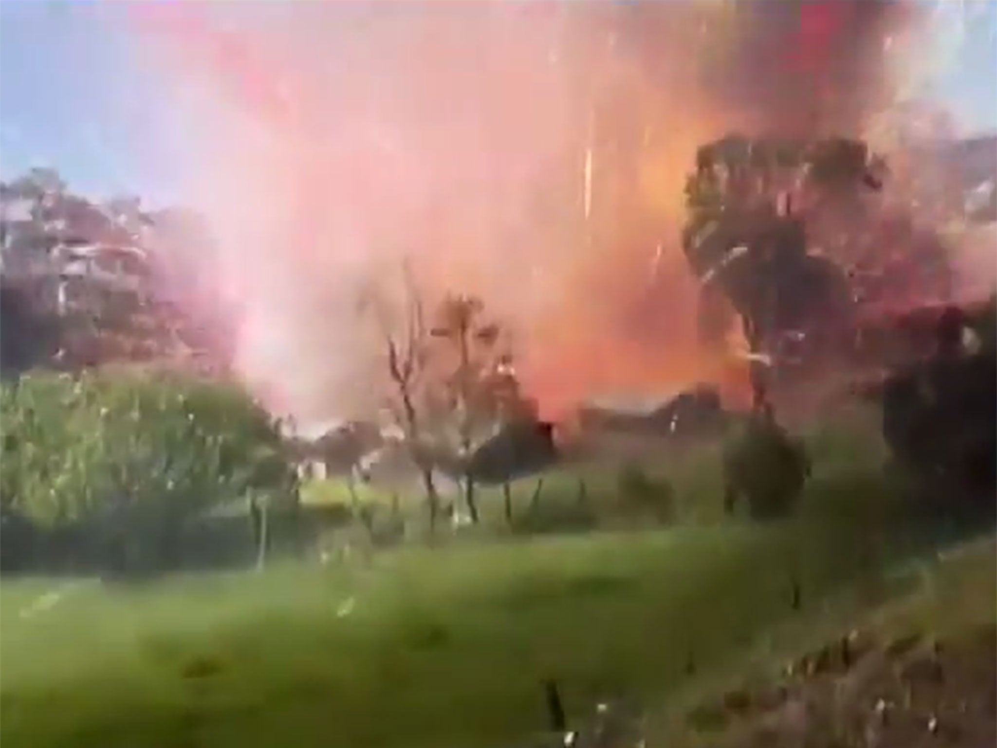 Watch The Moment A Fireworks Factory Explodes The Independent The